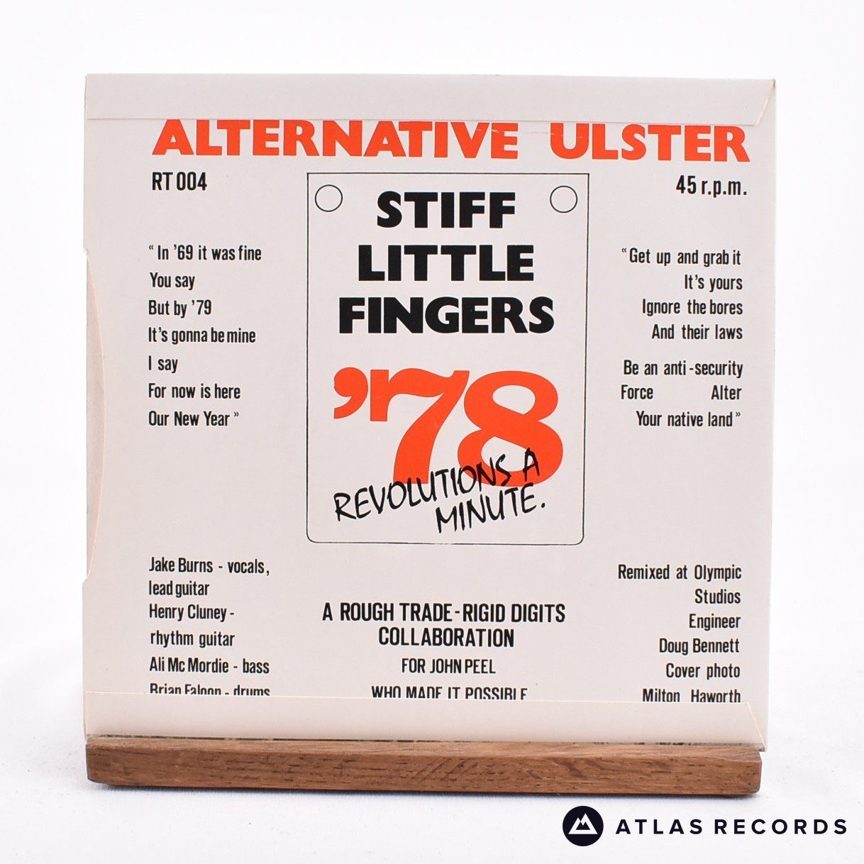 Stiff Little Fingers Alternative Ulster 7" Vinyl EX/EX – Atlas Records
