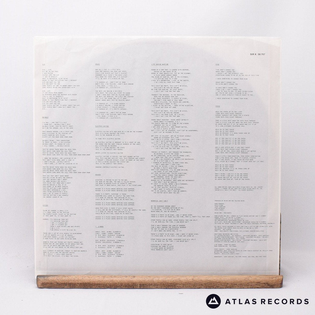 Talking Heads Fear Of Music LP Vinyl Record EX/EX – Atlas Records