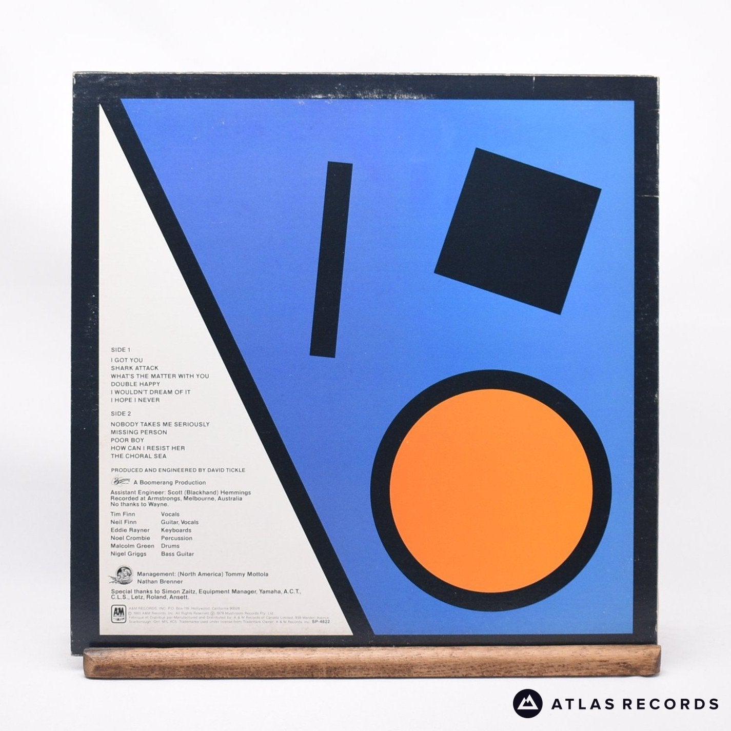 Split Enz - True Colours - Etched LP Vinyl Record - VG+/EX & Atlas Records